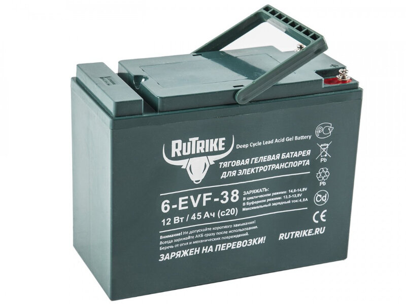 Купить тяговый гелевый аккумулятор RuTrike 6-EVF-38 (12V38A/H C3) в ...